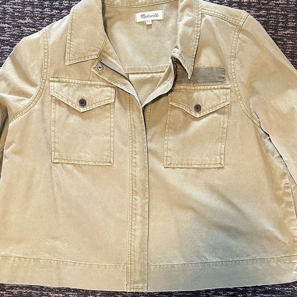 Madewell | Jackets & Coats | Madewell Green Cropped Army Swing Jacket ...